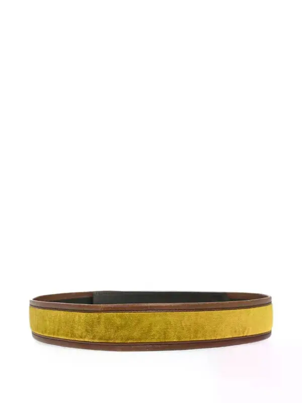 Gucci 1990-2000s Velvet-panel Leather Belt - Brown