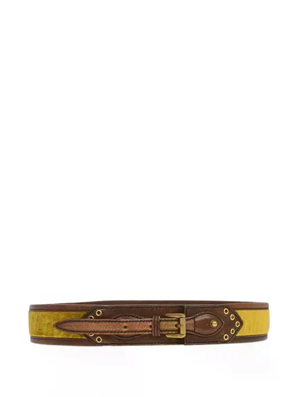 Gucci 1990-2000s Velvet-panel Leather Belt