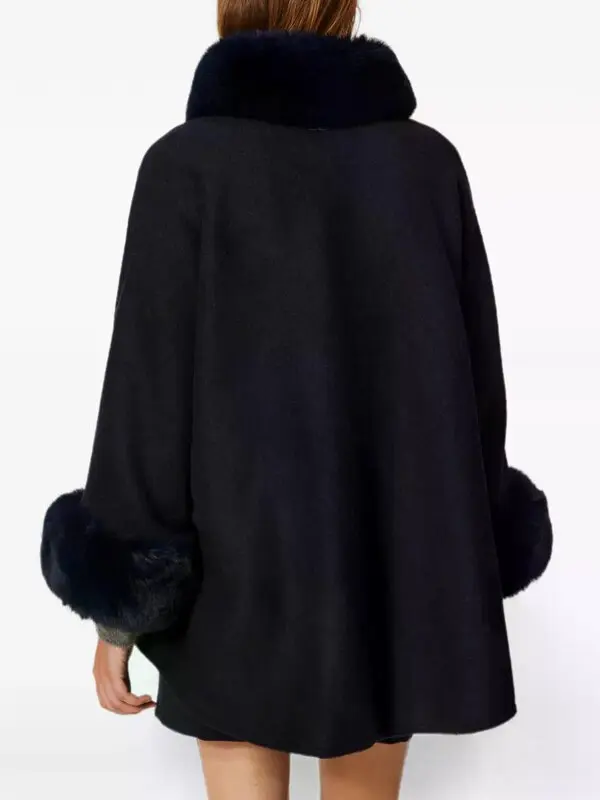 TWINSET Wool Poncho With Synthetic Fur