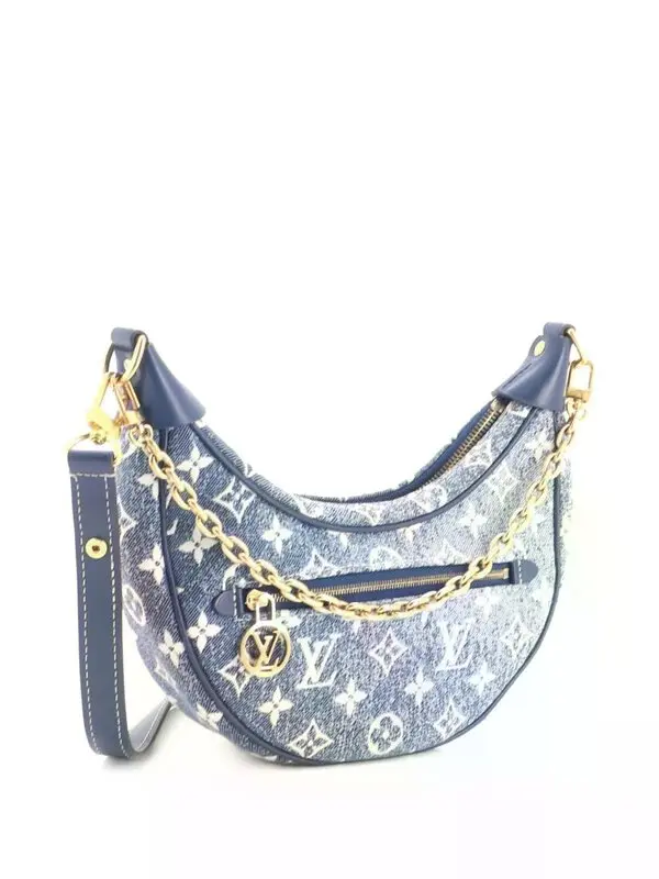 LOUIS VUITTON Monogram Jacquard Denim Loop Hobo Bag - Blue