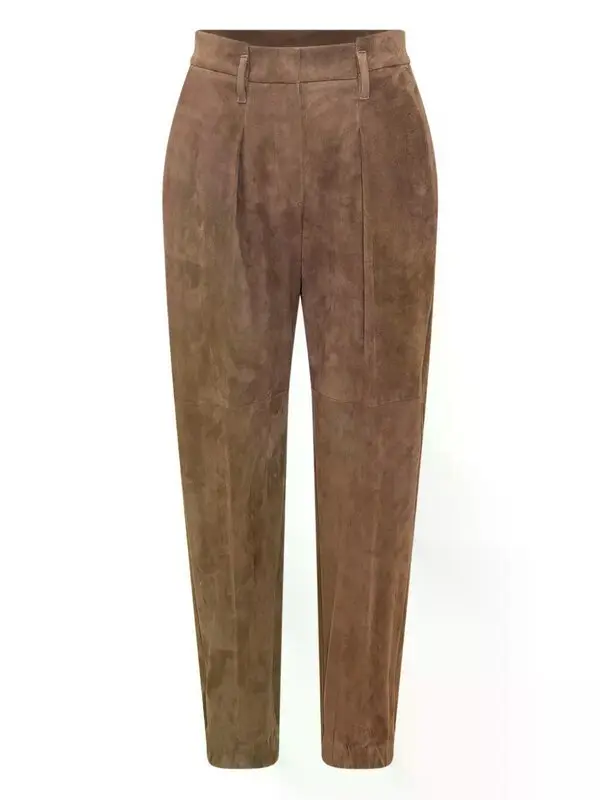 Brunello Cucinelli Pleated Suede Trousers