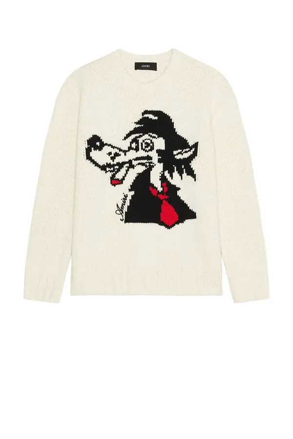 Amiri Smoking Wolf Sweater - Alabaster