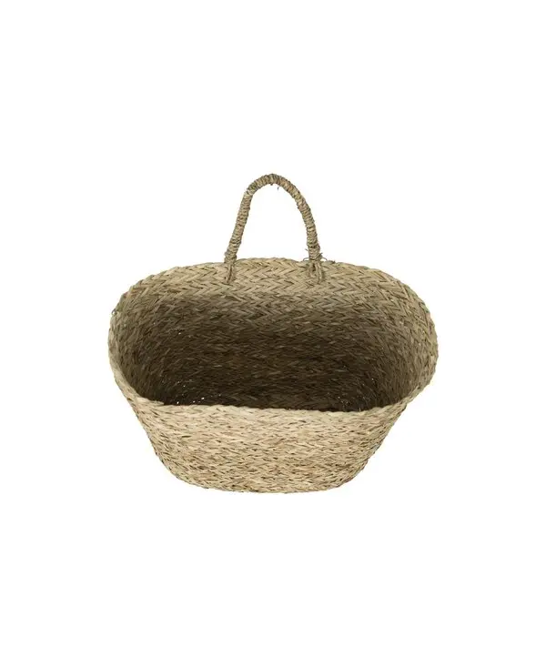 OLIVE GROVE Handwoven Seagrass Wall Mount Baskets With Handles, Set Of 2