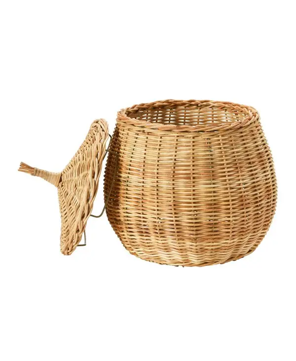 OLIVE GROVE Hand-woven Wicker Basket Storage With Lids, Set Of 2