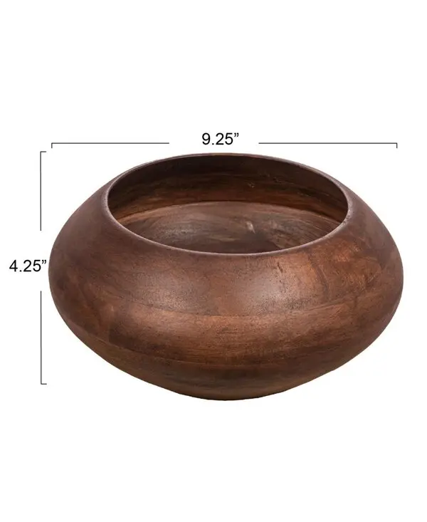 OLIVE GROVE Modern Round Wood Bowl - Brown