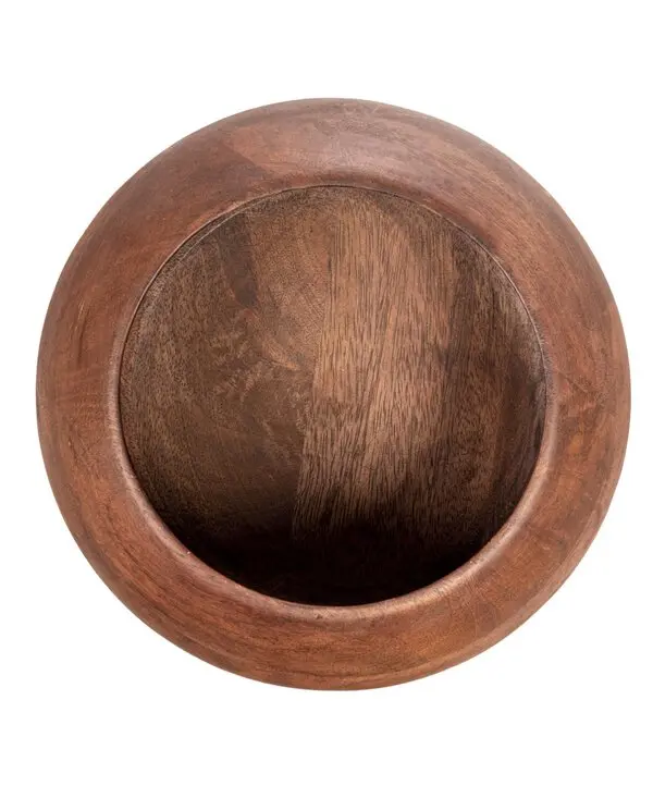 OLIVE GROVE Modern Round Wood Bowl - Brown