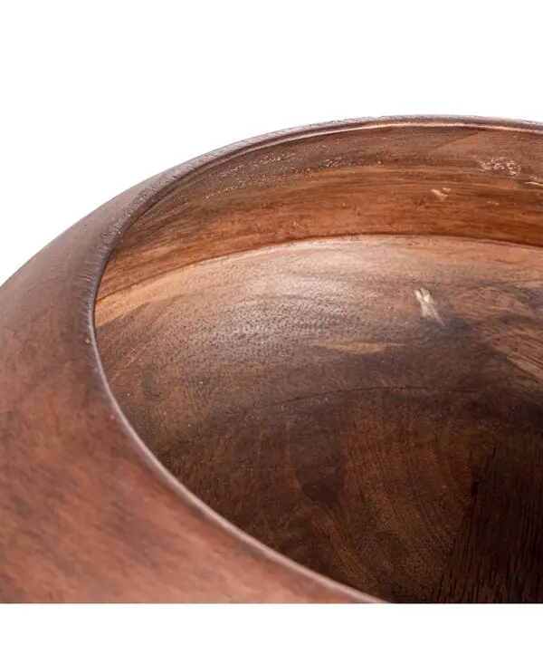 OLIVE GROVE Modern Round Wood Bowl - Brown