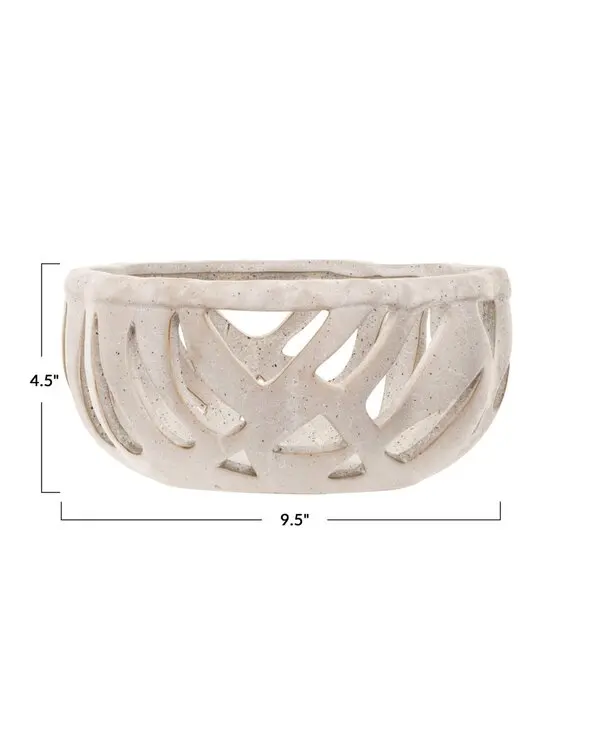 OLIVE GROVE Speckled Stoneware Bread Basket With Reactive Glaze
