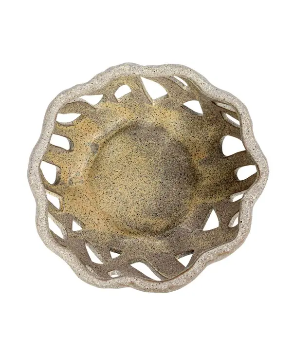 OLIVE GROVE Speckled Stoneware Bread Basket With Reactive Glaze