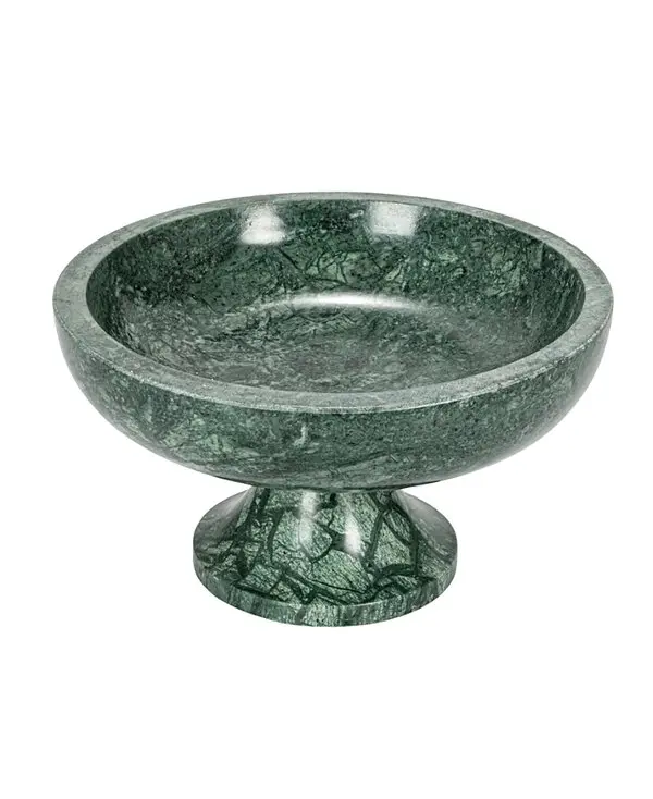 OLIVE GROVE Marble Footed Pedestal Bowl - Green