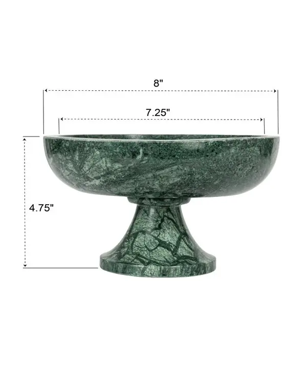 OLIVE GROVE Marble Footed Pedestal Bowl - Green