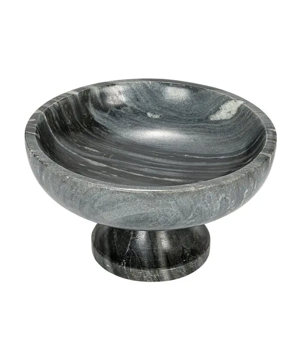 OLIVE GROVE Marble Footed Pedestal Bowl - Grey