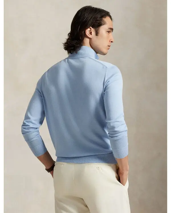 Polo Ralph Lauren Cotton Quarter Zip Mock Neck Sweater - Blue