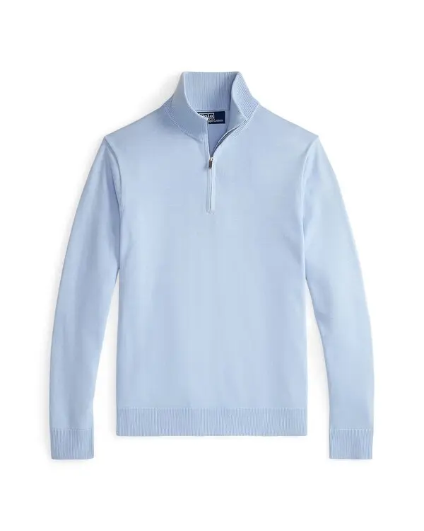 Polo Ralph Lauren Cotton Quarter Zip Mock Neck Sweater - Blue