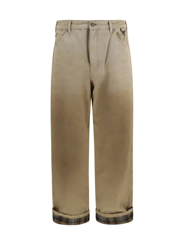 GOLDEN GOOSE Cotton Pants With Check Detail