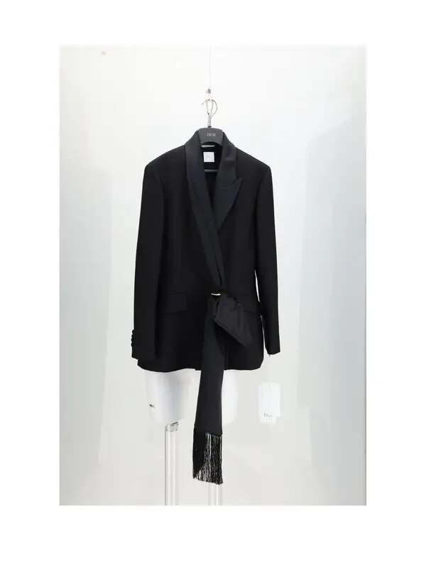 Dior Jewel Detail Fringe Accent Blazer - Black