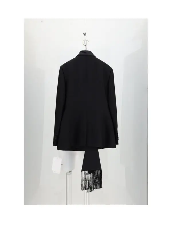 Dior Jewel Detail Fringe Accent Blazer - Black