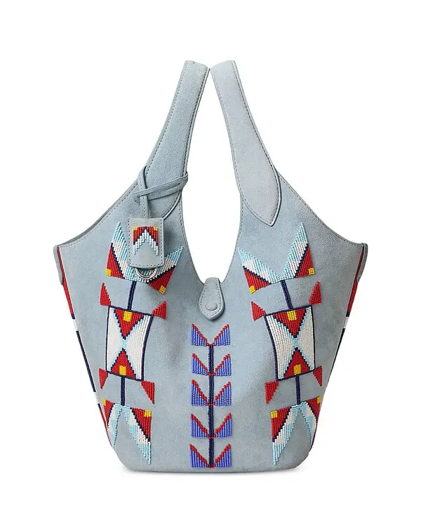Polo Ralph Lauren Prl X Topa Earth's Beauty Polo Play Beaded Suede Tote - Blue Bird