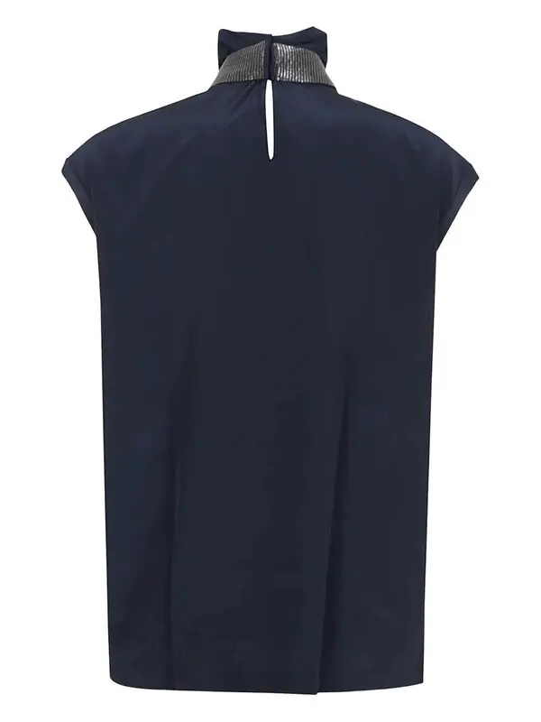 Brunello Cucinelli Embellished Collar Sleeveless Blouse