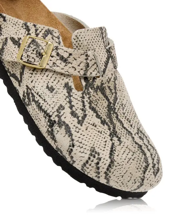 BIRKENSTOCK Boston Printed Suede Clogs