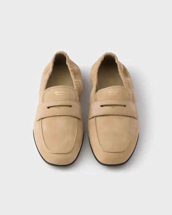 Prada Shuffle Antiqued Suede Leather Loafers
