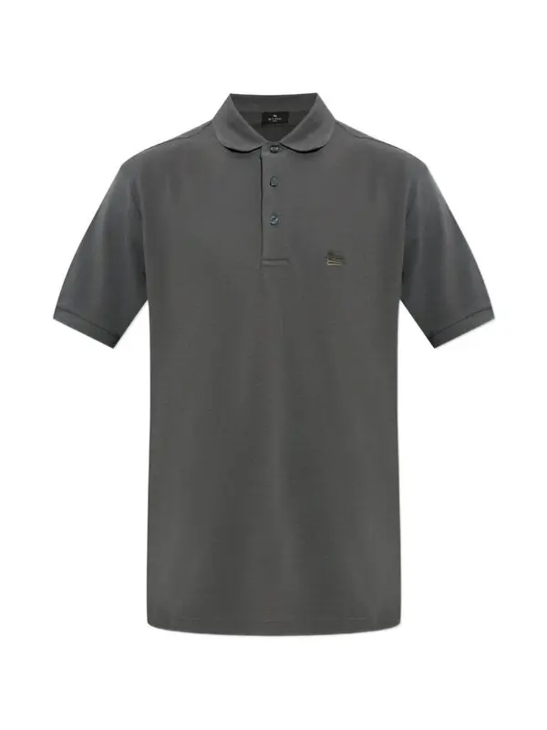Etro Logo Cotton Polo Shirt - Grey