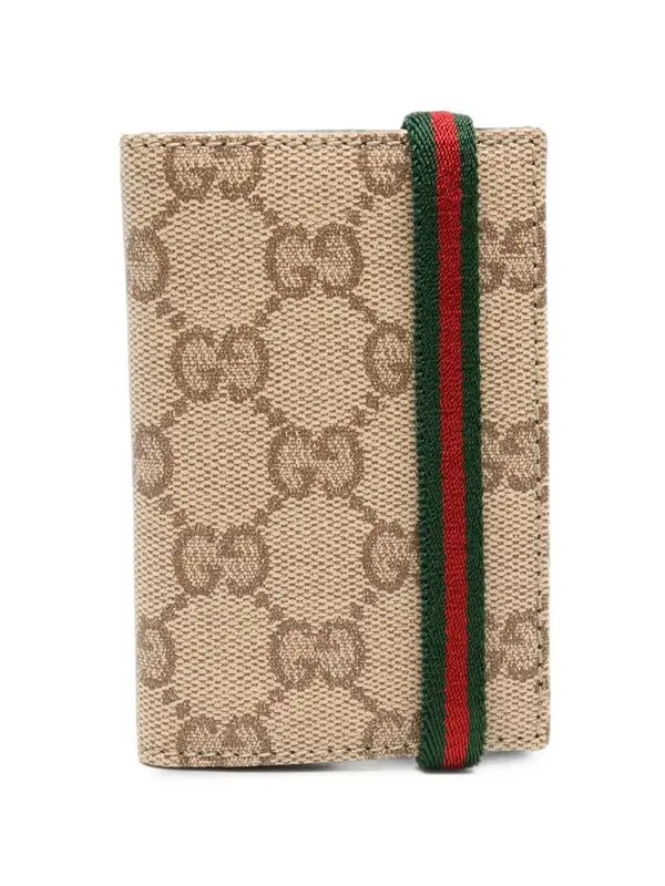 Gucci Gg And Web Detail Wallet - Beige