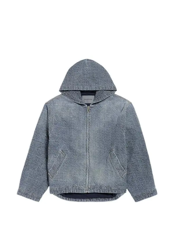 Balenciaga Hooded Denim Cotton Jacket - Blue