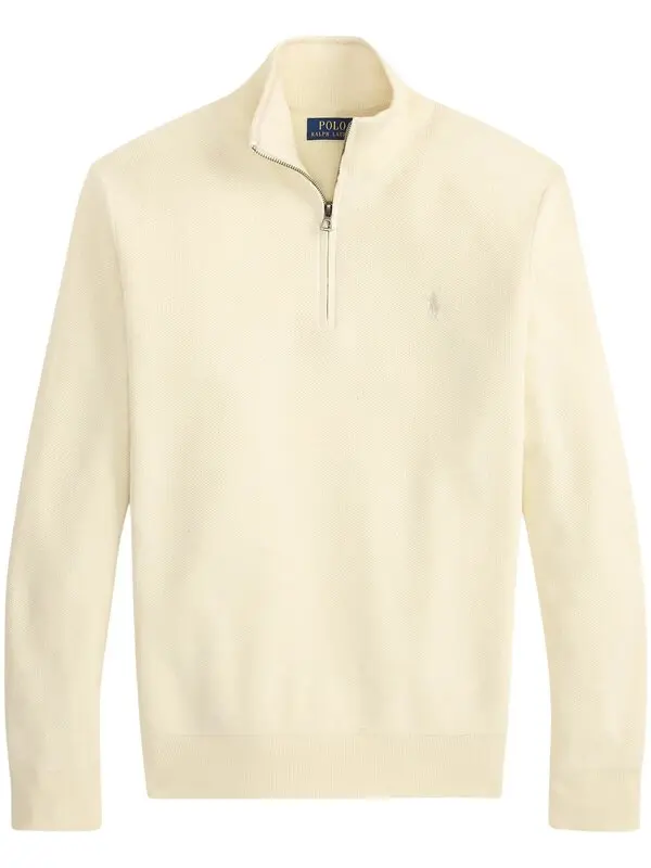 Polo Ralph Lauren Mesh-knit Quarter-zip Sweater - White