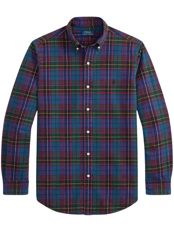 Polo Ralph Lauren Custom Fit Plaid Brushed Oxford Shirt - Green