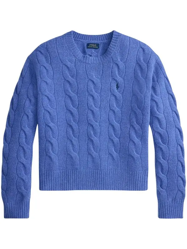 Polo Ralph Lauren Logo Embroidered Cable-knitted Jumper - Sky Blue