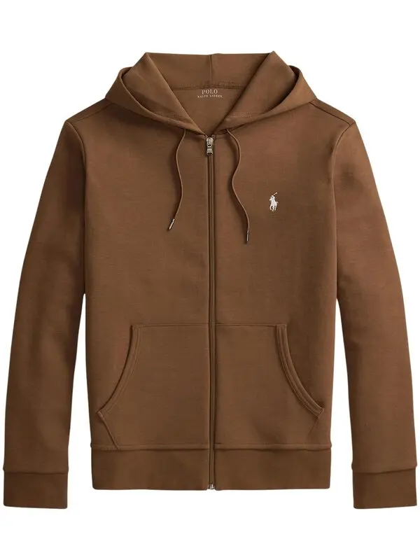 Polo Ralph Lauren Double Knit Full Zip Hooded Sweatshirt - Brown