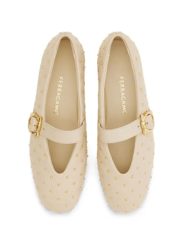 FERRAGAMO Leather Quilted Ballet Flats