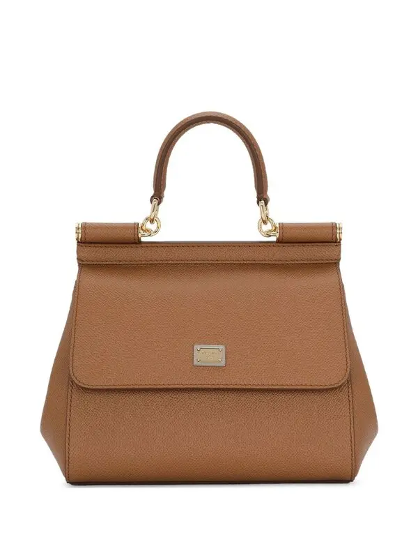 Dolce & Gabbana Sicily Medium Leather Handbag - Beige