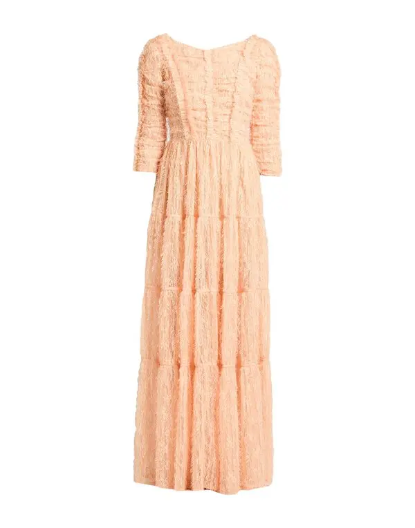 Elisabetta Franchi Maxi Dress Apricot Size Polyester, Polyamide