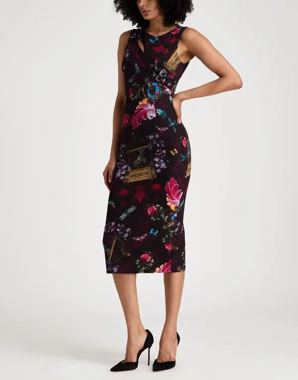 Versace Midi Dress Size Polyester, Elastane