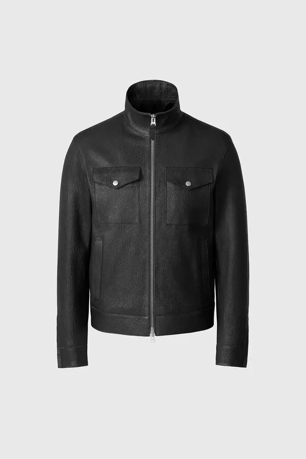 Mackage Otto-pb Pebble Leather Jacket - Black