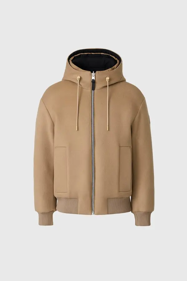 Mackage Niko Reversible Hooded Wool Down Jacket - Light Camel-black