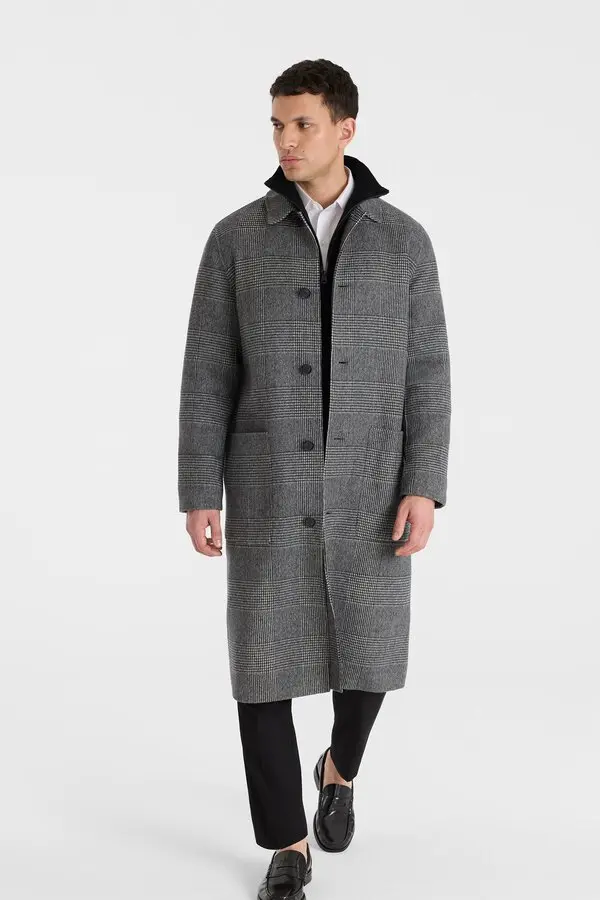 Mackage Beckett-pl Double-face Wool Balmacaan Coat - Navy-coffee
