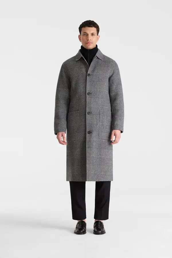 Mackage Beckett-pl Double-face Wool Balmacaan Coat - Navy-coffee