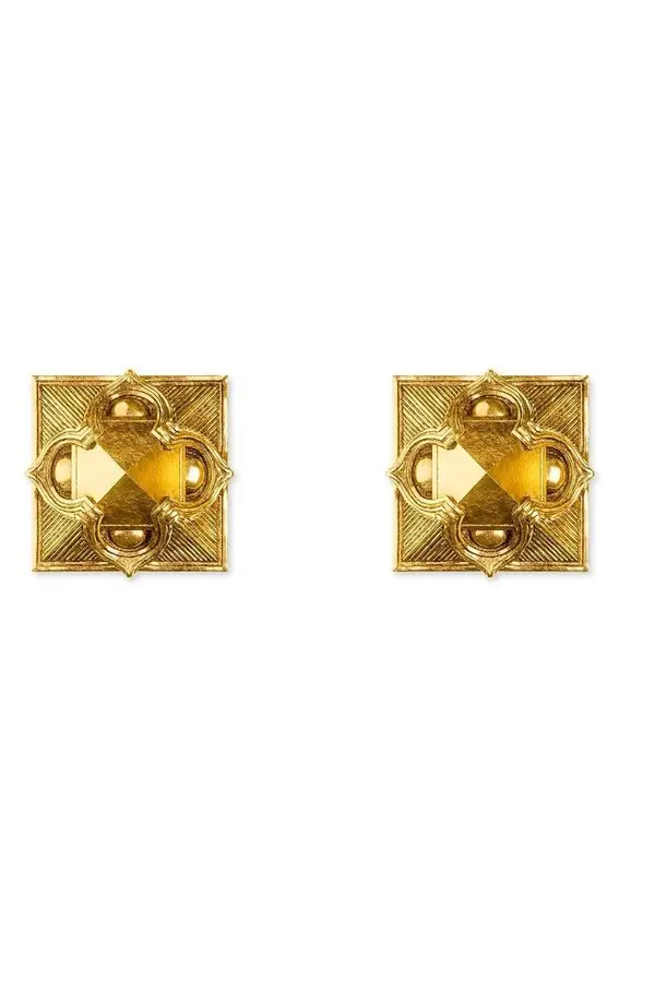 ASTOR & ORION Luxe Pyramid Studs On Sterling - Gold
