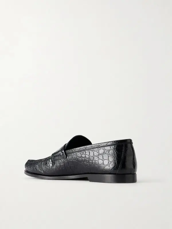 TOTEME Croc-effect Leather Loafers