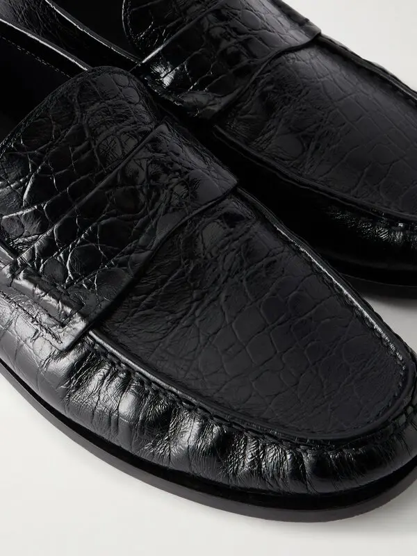 TOTEME Croc-effect Leather Loafers