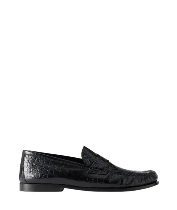 TOTEME Croc-effect Leather Loafers