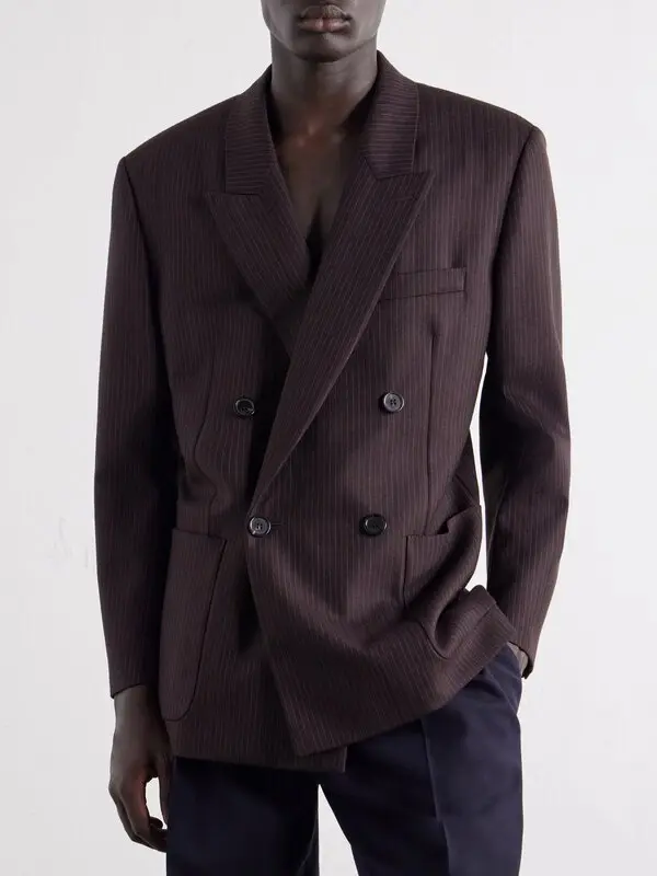 Saint Laurent Double-breasted Pinstriped Wool-blend Suit Jacket