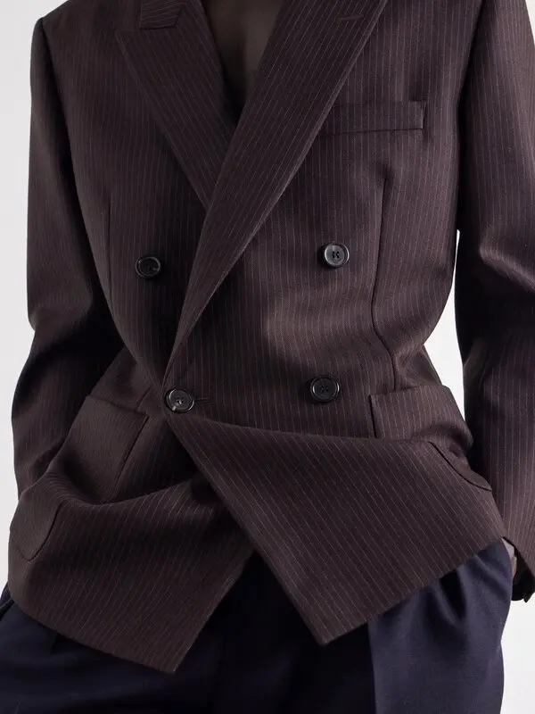 Saint Laurent Double-breasted Pinstriped Wool-blend Suit Jacket