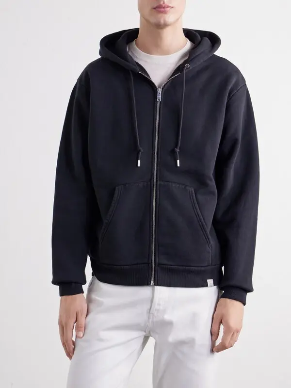 TOTEME Cotton-fleece Zip-up Hoodie - Black