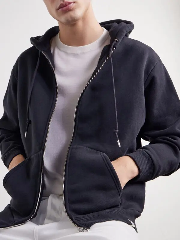 TOTEME Cotton-fleece Zip-up Hoodie - Black