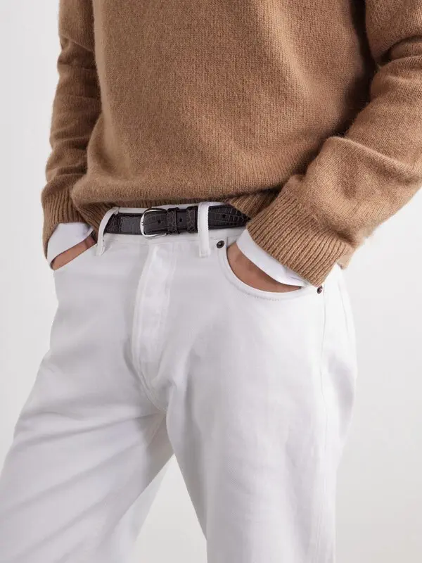 TOTEME 2.5cm Croc-effect Leather Belt - Brown