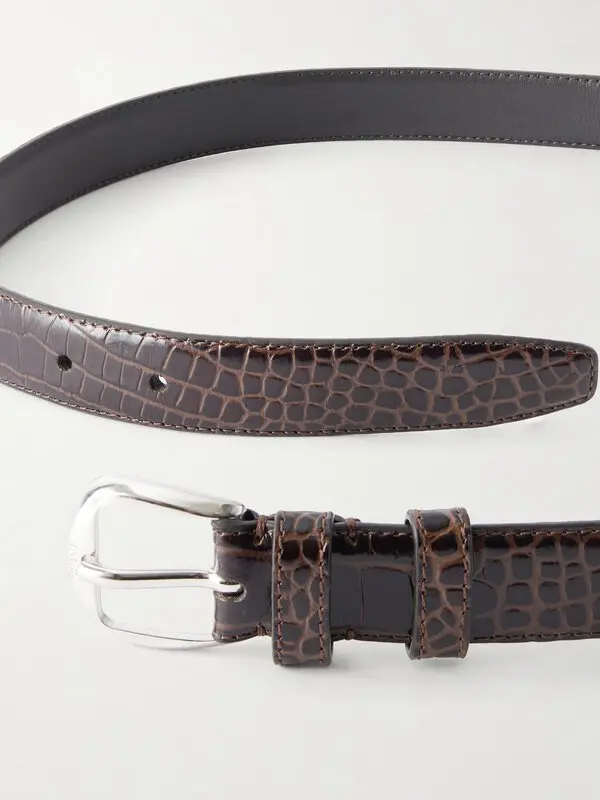 TOTEME 2.5cm Croc-effect Leather Belt - Brown